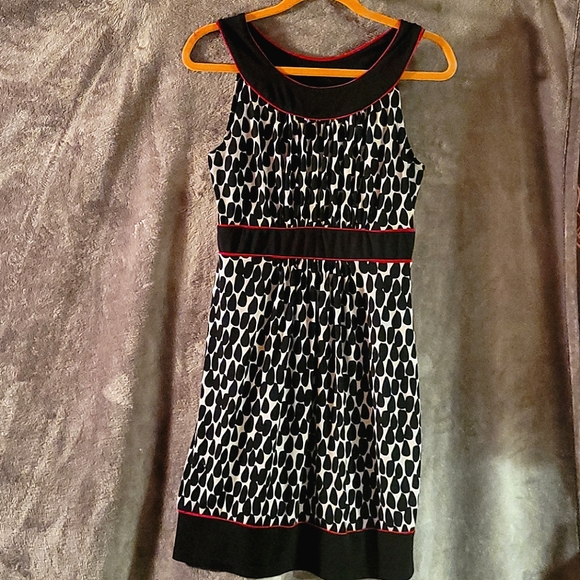 Dresses | Blackwhitered Spotted Dress With Empire Waist | Poshmark